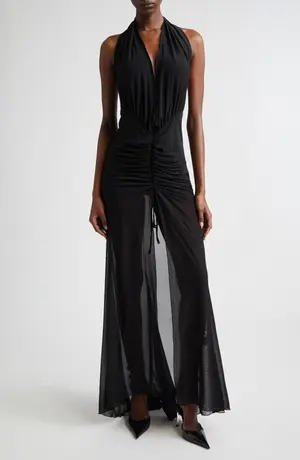 KIM SHUI Stretch Mesh Halter Dress - Black