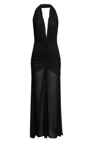 KIM SHUI Stretch Mesh Halter Dress - Black