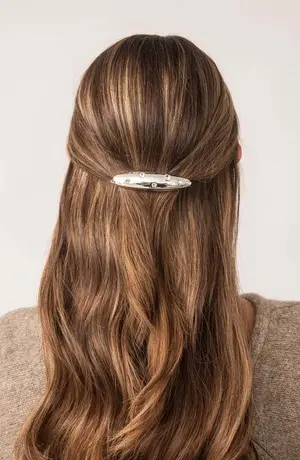Ettika Crystal Studded Oblong Barrette - Silver