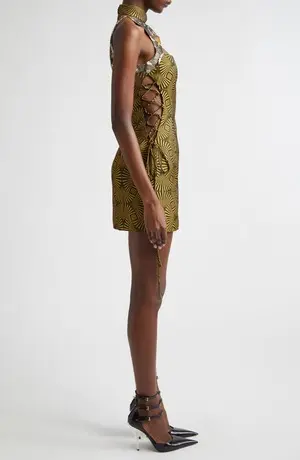KIM SHUI Lace-up Brocade Minidress
