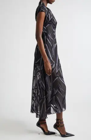 KIM SHUI Chiffon Plunge Neck Dress