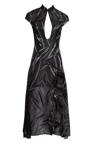 KIM SHUI Chiffon Plunge Neck Dress