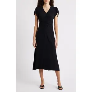 Caslon Ruched Midi Dress - Black
