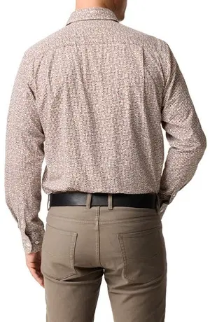 Rodd & Gunn Eastborne Sports Fit Dot Print Cotton Button-up Shirt - Olive