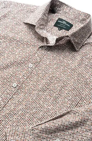 Rodd & Gunn Eastborne Sports Fit Dot Print Cotton Button-up Shirt - Olive