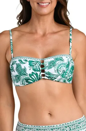 La Blanca Botanical Brocade Cutout Bikini Top - Jungle