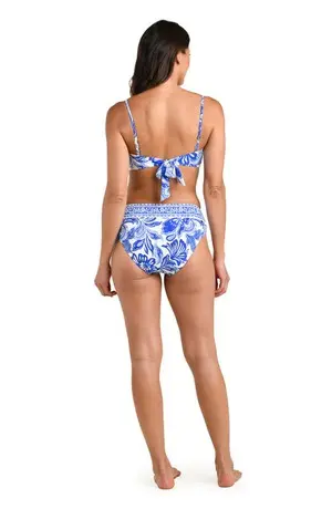 La Blanca Botanical Brocade Cutout Bikini Top - Lapis