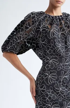 Lela Rose Naomi Floral Lace Column Dress