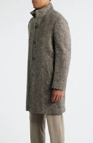JACK VICTOR Wiktor Herringbone Wool-blend Coat