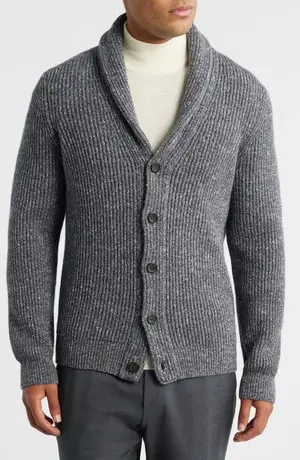 JACK VICTOR Wool And Silk Shawl Collar Cardigan