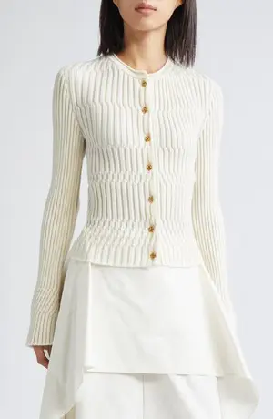 EENK Wool Ribbed Knit Cardigan