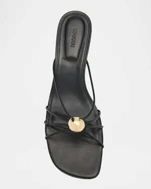 Simkhai Amaya Strappy Leather Kitten-heel Sandals - Black