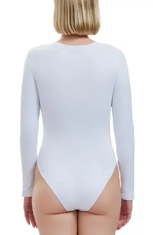 KIMI + KAI Round Neck Long Sleeve Bodysuit - White