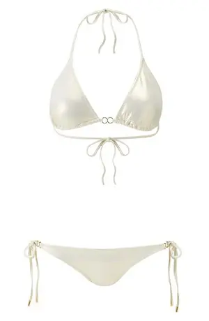 Melissa Odabash Costa Foil Triangle Bikini Top - Gold