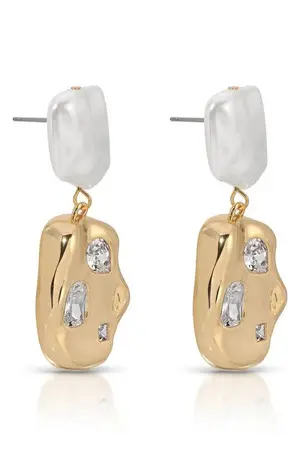 Ettika Crystal And Faux Pearl Drop Earrings