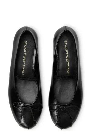STUART WEITZMAN Prima Bow Mary Jane Flat - Black/black