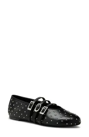 STUART WEITZMAN Studded Mary Jane Ballet Flats