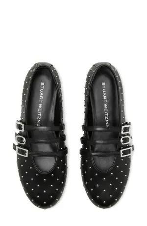 STUART WEITZMAN Studded Mary Jane Ballet Flats