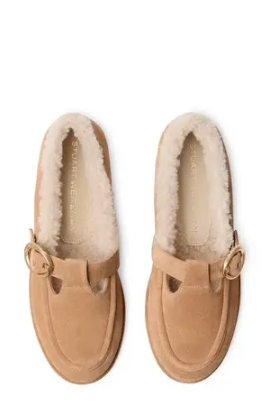 STUART WEITZMAN Dakota Genuine Shearling Mary Jane Flat
