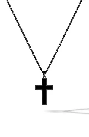 VINCERO Cross Pendant Necklace - Black