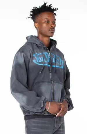 VON DUTCH Invader Patch Acid Zip-up Hoodie Jacket
