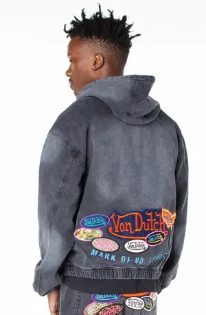 VON DUTCH Invader Patch Acid Zip-up Hoodie Jacket