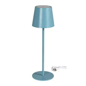 STORIED HOME Metal Led Rechargeable Table Lamp With Touch Sensor - Blue