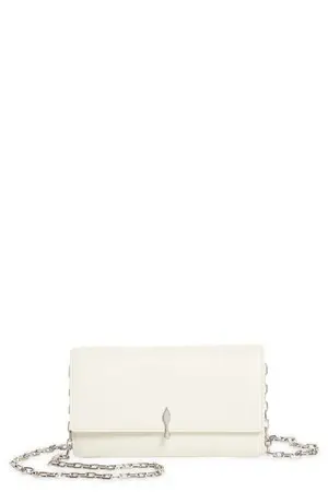 CHRISTIAN LOUBOUTIN Bettina Leather Wallet On A Chain - Suzuran/silver