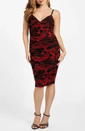 MARCIANO Passion Flower Ruched Body-con Dress