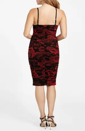 MARCIANO Passion Flower Ruched Body-con Dress
