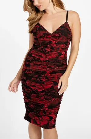 MARCIANO Passion Flower Ruched Body-con Dress