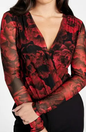MARCIANO Passion Flower Mesh Bodysuit