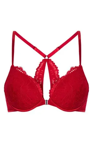 Hunkemoller Whitney Floral Underwire Front Clasp Push-up Bra - Chili Pepper