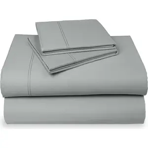 CALIFORNIA DESIGN DEN Hotel Luxe 800 Thread Count 100% Cotton Sateen Sheet Set - Light Grey