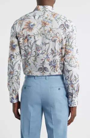 Etro Roma Cotton Muslin Dress Shirt - Printed Azure/white Base