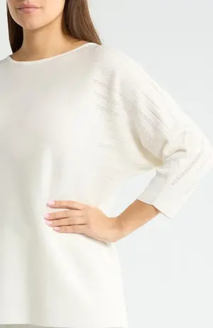 KASPER Striped Dolman Sleeve Sweater