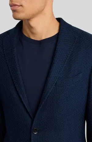 Etro Roma Navy Textured Cotton Knit Blazer - Blue Scurissimo
