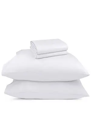 CALIFORNIA DESIGN DEN Signature Comfort 100% Egyptian Cotton Breatheable Percale Sheet Set - Bright White