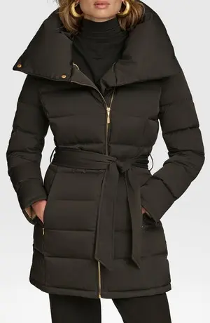 Donna Karan New York Water-resistant Belted Puffer Coat