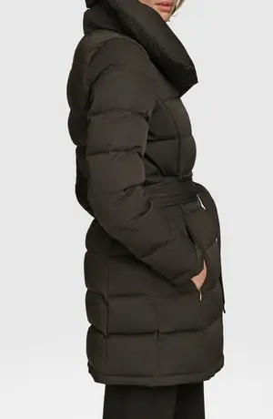 Donna Karan New York Water-resistant Belted Puffer Coat