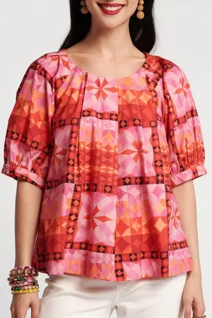 FRANCES VALENTINE Zonda Mosaic Top - Pink/multi