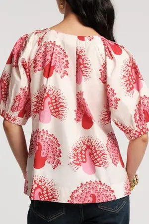 FRANCES VALENTINE Zonda Peacock Top - Oyster/multi