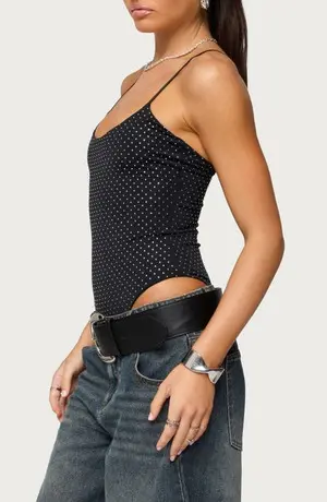 EDIKTED Rhinestone Bodysuit