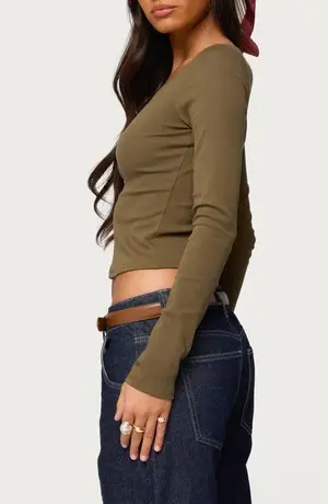EDIKTED Rion Asymmetric Neck Top