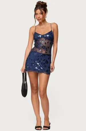 EDIKTED Beaded Sequin Mini Dress