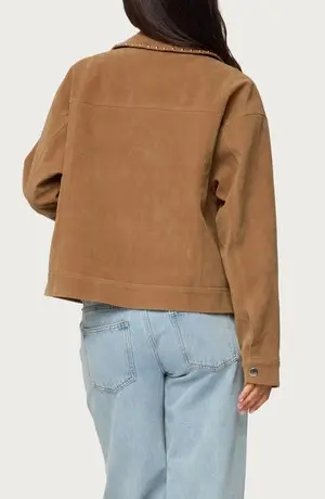 EDIKTED Memphis Studded Faux Suede Jacket - Tan