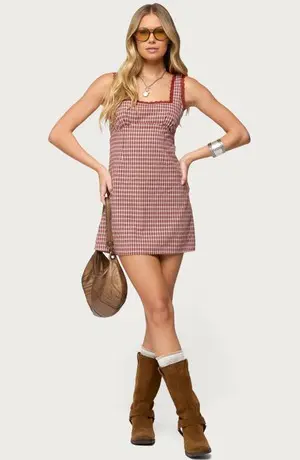 EDIKTED Clarren Gingham Mini Dress