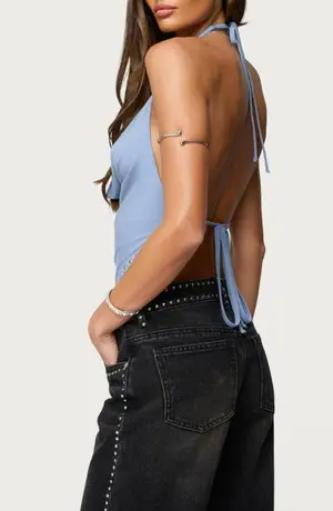 EDIKTED Stud Detail Cowl Neck Halter Top