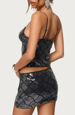 EDIKTED Diamond Sequin Camisole