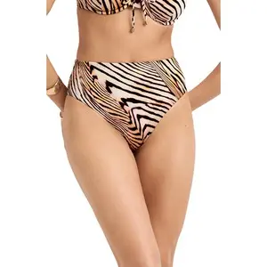 VITAMIN A® Barcelona High Waist Bikini Bottom - Shell Stripe Ecoshimmer